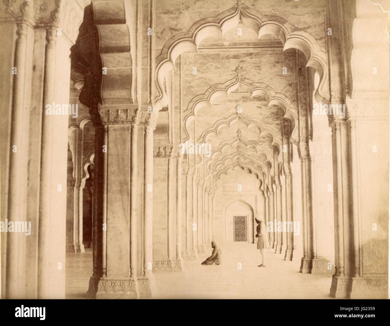 Inside view of Moti Masjid by Samuel Bourne 28329 Stock Photo - Alamy