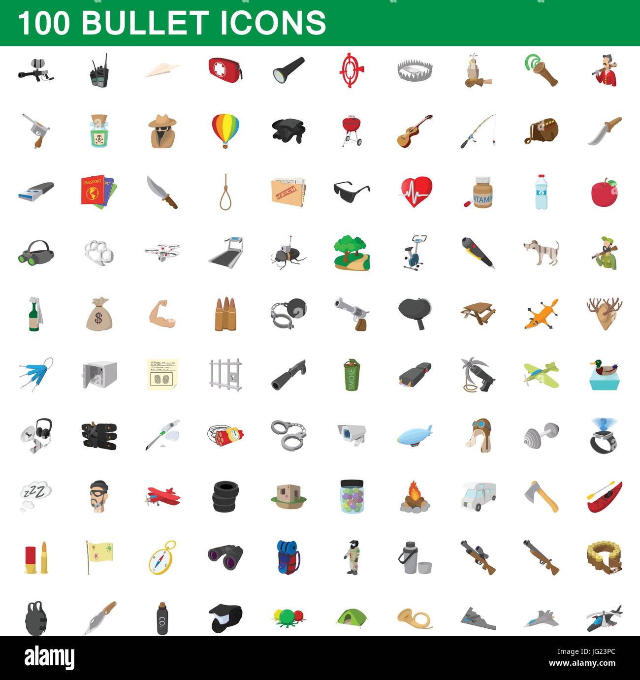 100 bullet icons set hi-res stock photography and images - Alamy