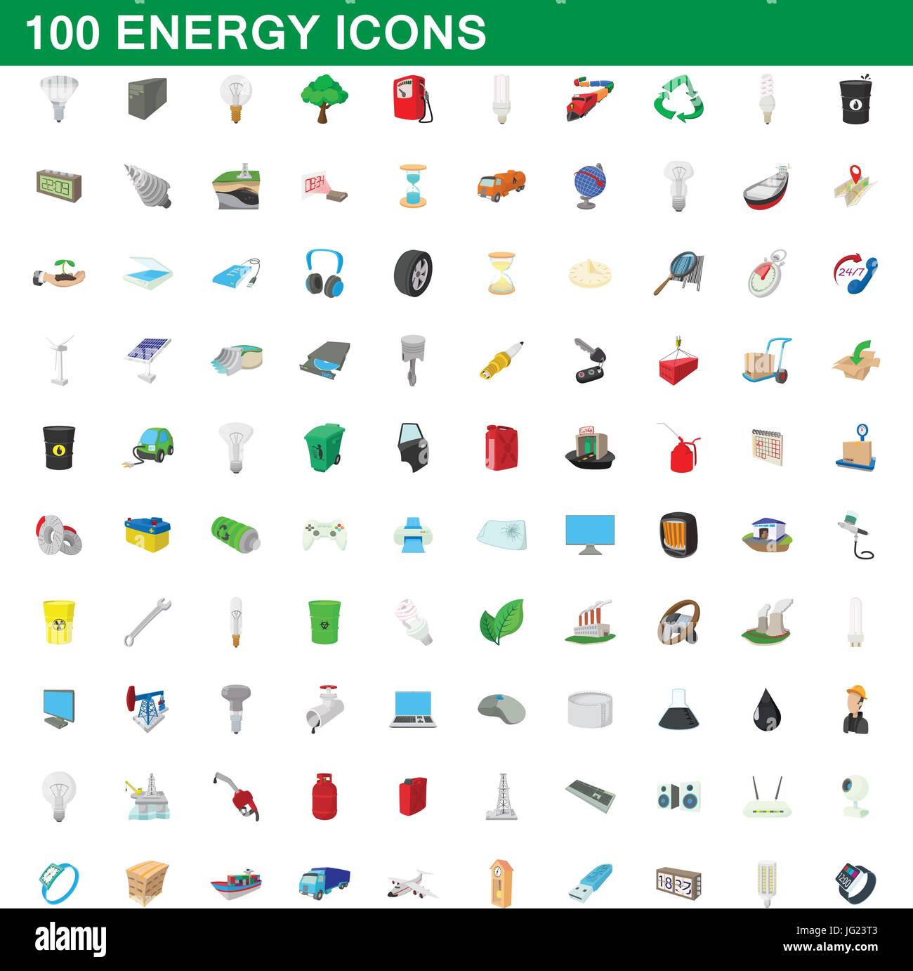100 energy icons set, cartoon style Stock Vector Image & Art - Alamy