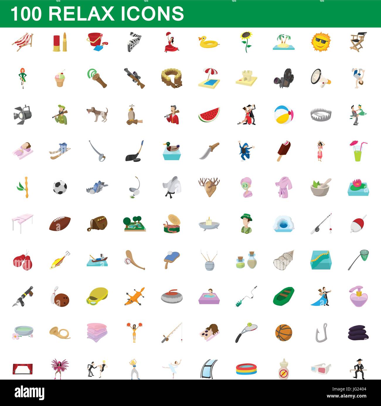 100 relax icons set, cartoon style Stock Vector Image & Art - Alamy