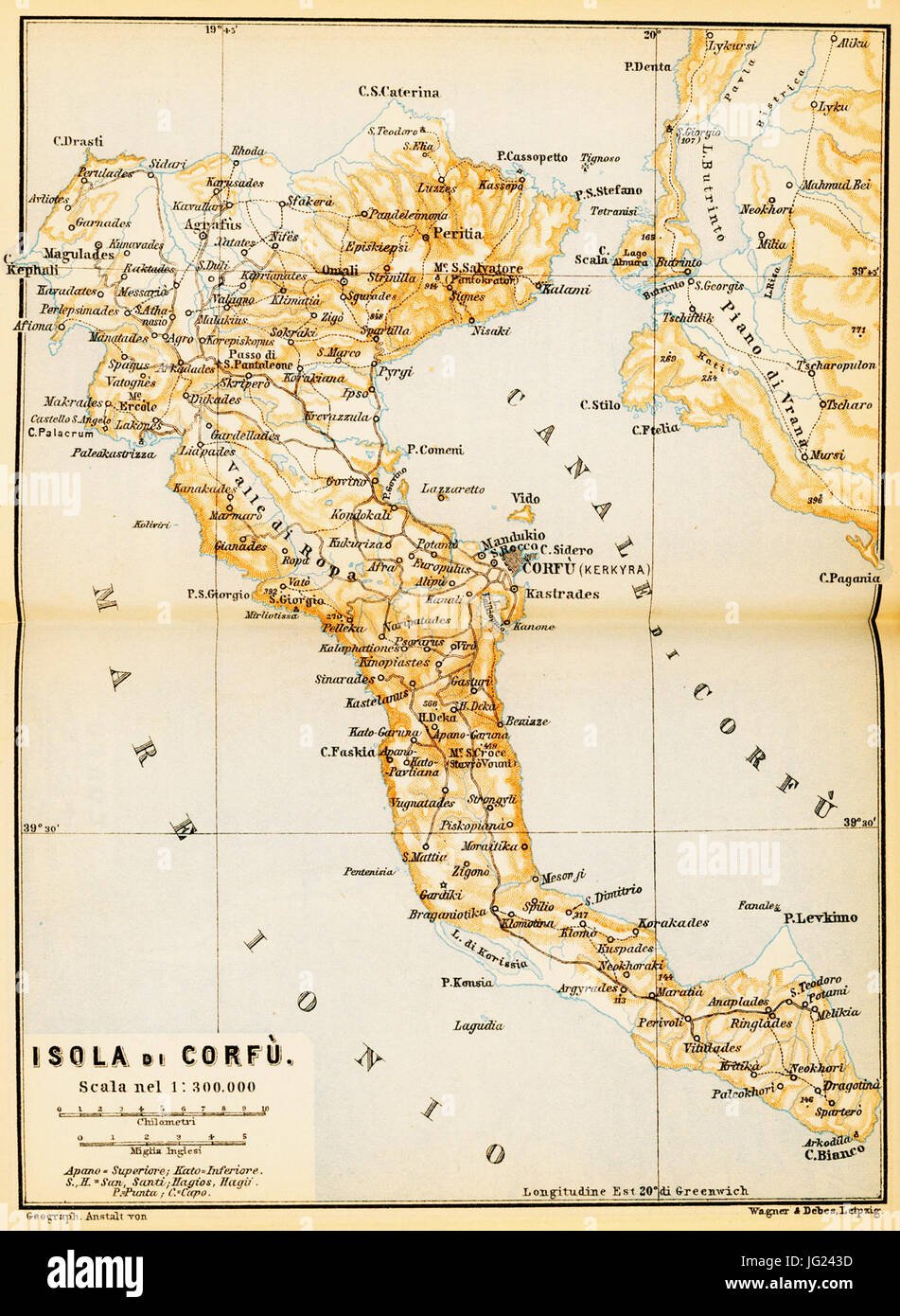 This map by Karl Baedeker, published in 1894, shows the island of Corfu ...