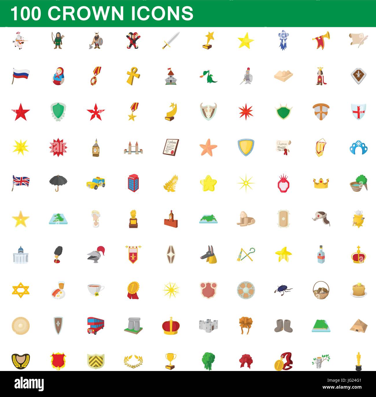 100 crown icons set, cartoon style Stock Vector Image & Art - Alamy