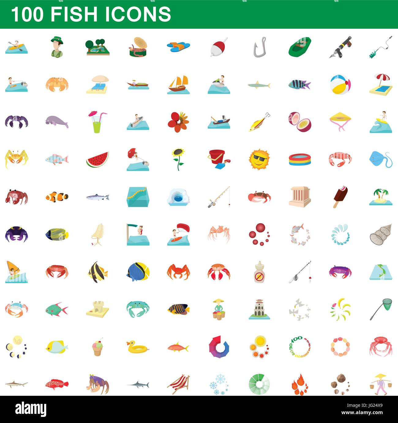 100 fish icons set, cartoon style Stock Vector Image & Art - Alamy