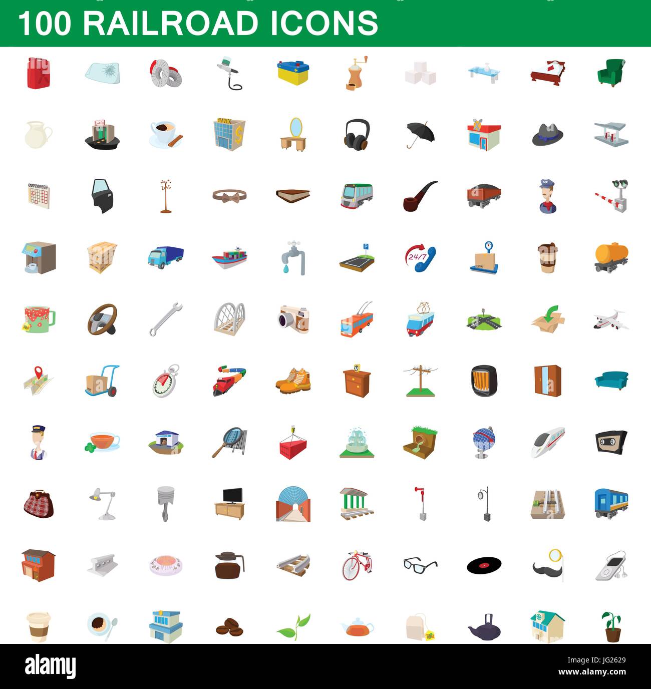 100 railroad icons set, cartoon style Stock Vector Image & Art - Alamy