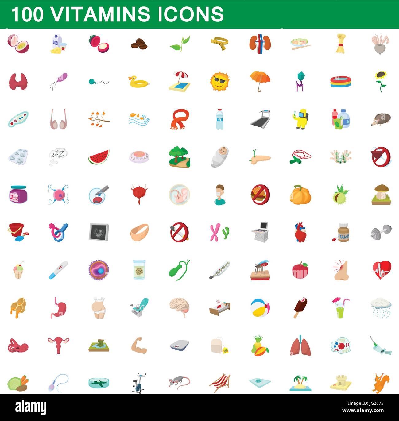 100 vitamins icons set, cartoon style Stock Vector Image & Art - Alamy