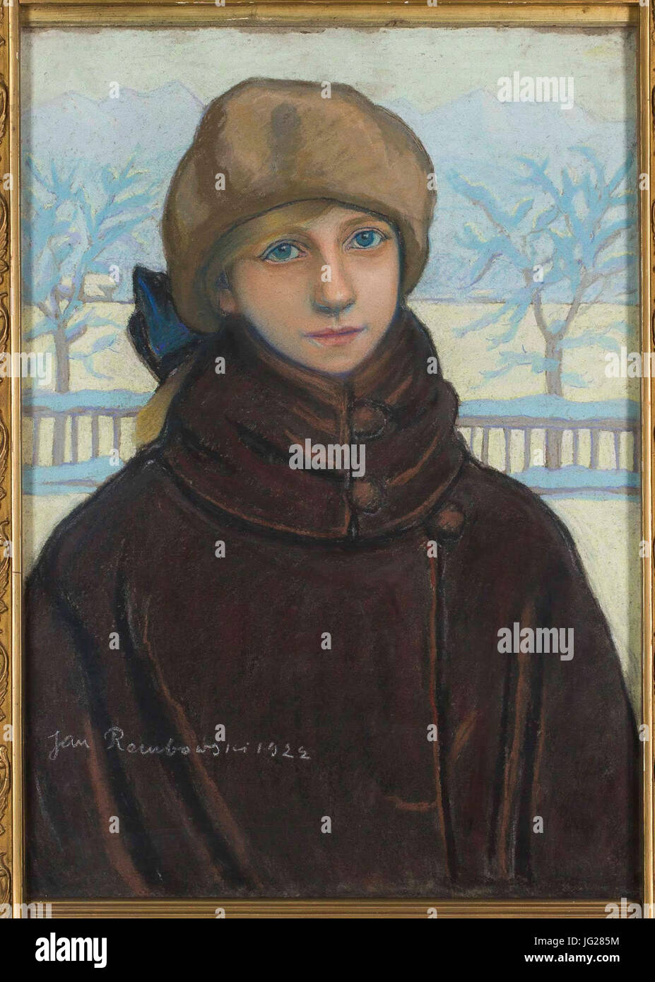 Jan Rembowski - Portret Kazimiery Nehring w zimowym pejzażu Stock Photo ...