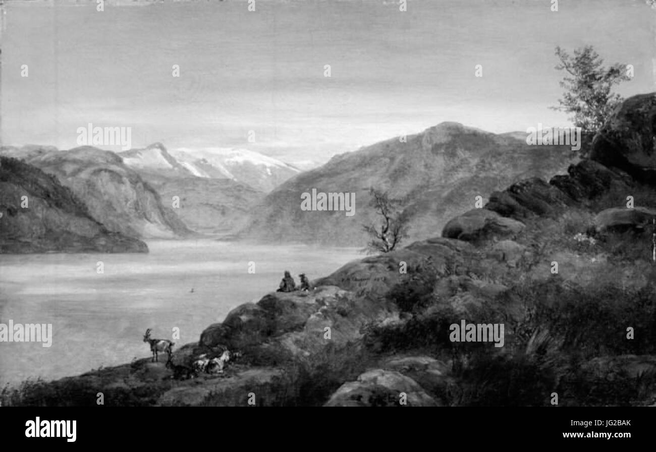 Johan Christian Clausen Dahl - Landskabsstudie fra Kroken i Sogn Norge ...