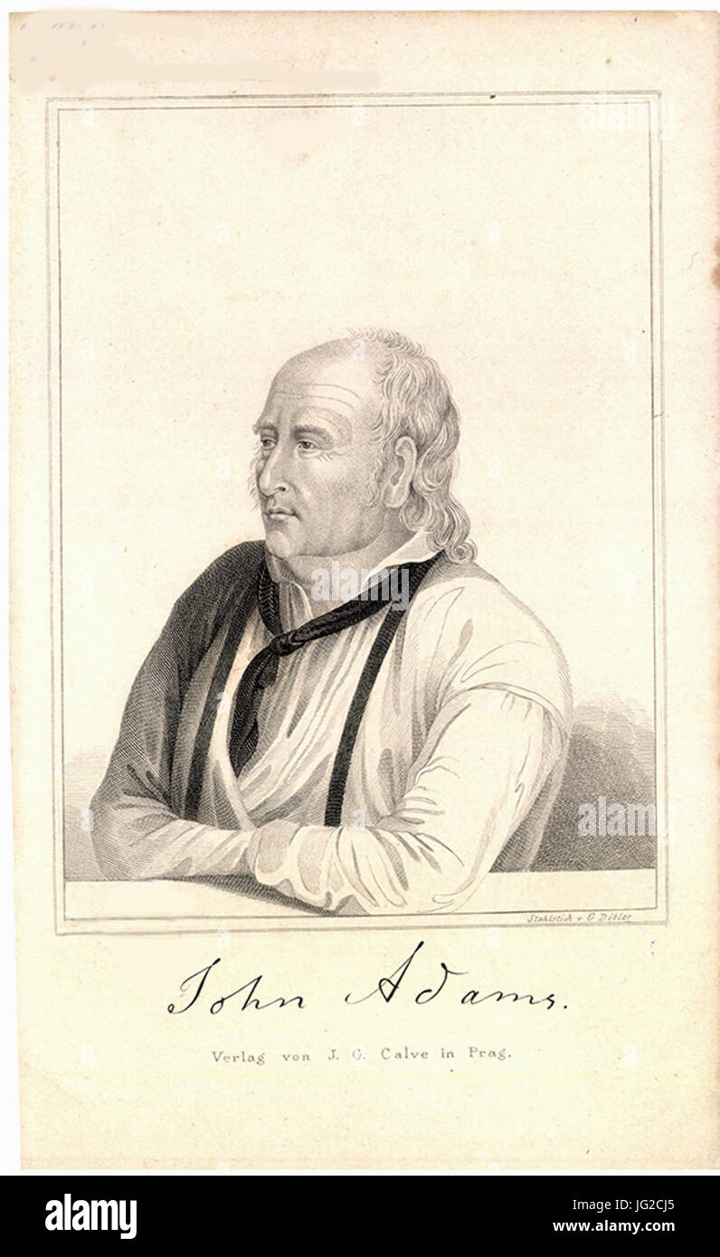 This 1820 engraving features a portrait of John Adams, one of the ...