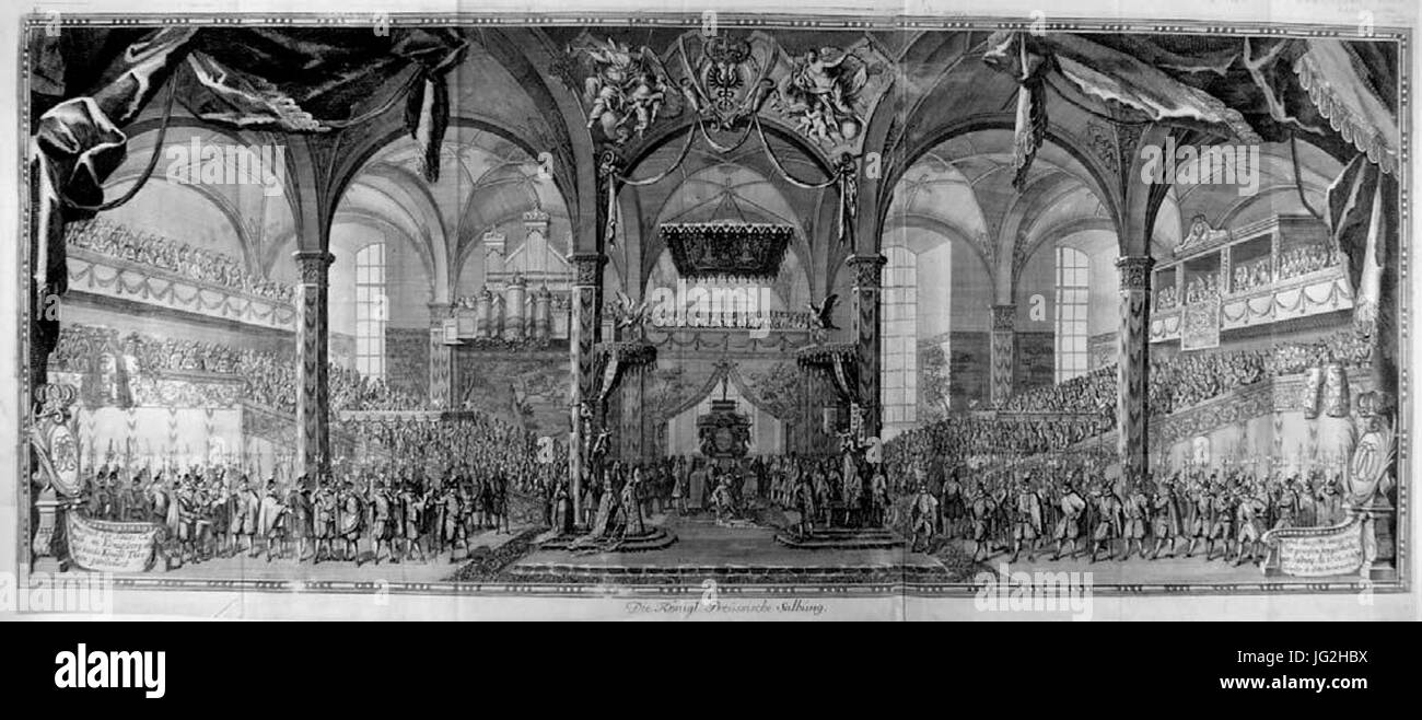 A depiction of the royal anointing ceremony, often a key moment in the ...