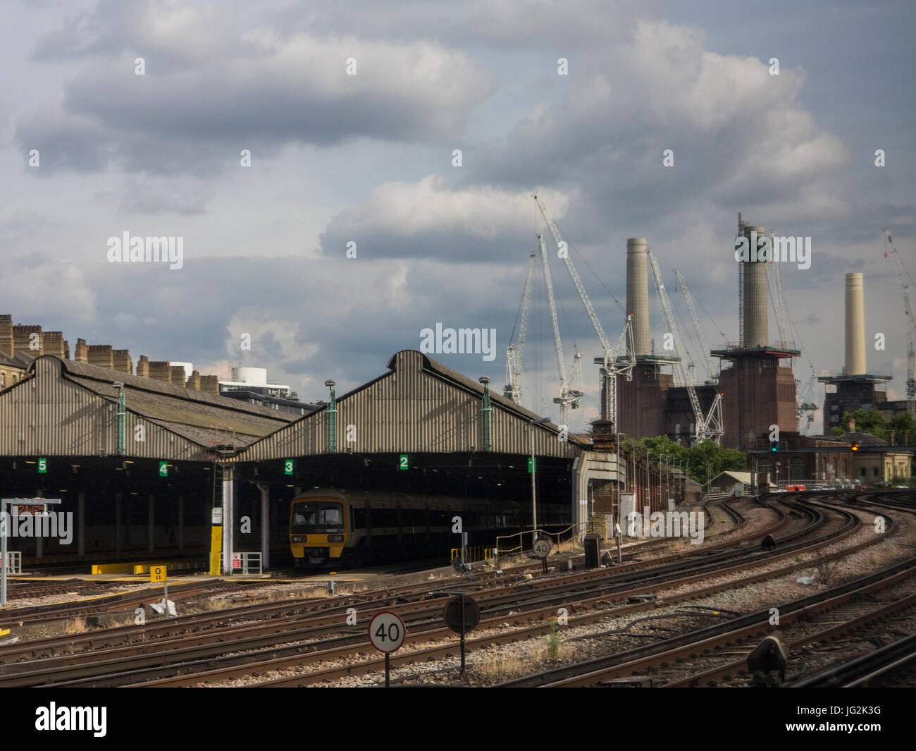 Battersea Power Station in the distance with Victoria train depot in ...