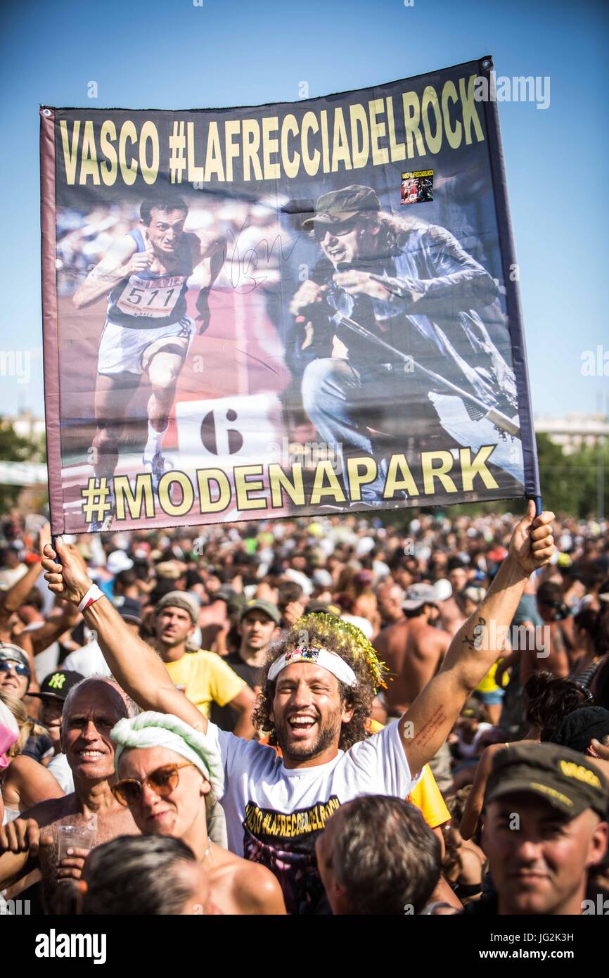 Modena, Italy. 01st July, 2017. The Italian rock star Vasco Rossi ...
