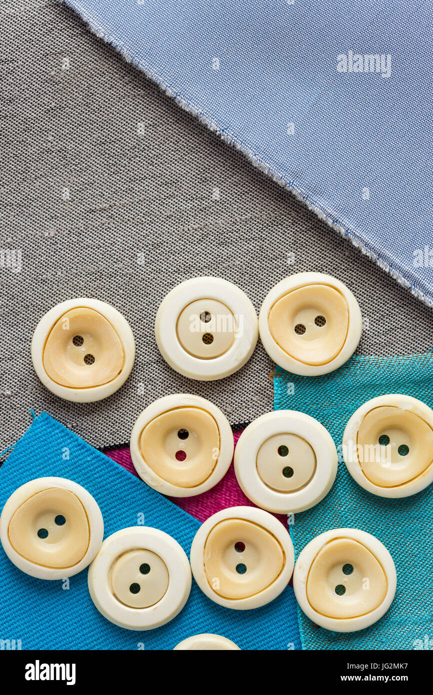 sewing tools, patchwork, tailoring and fashion concept - close-up on ...