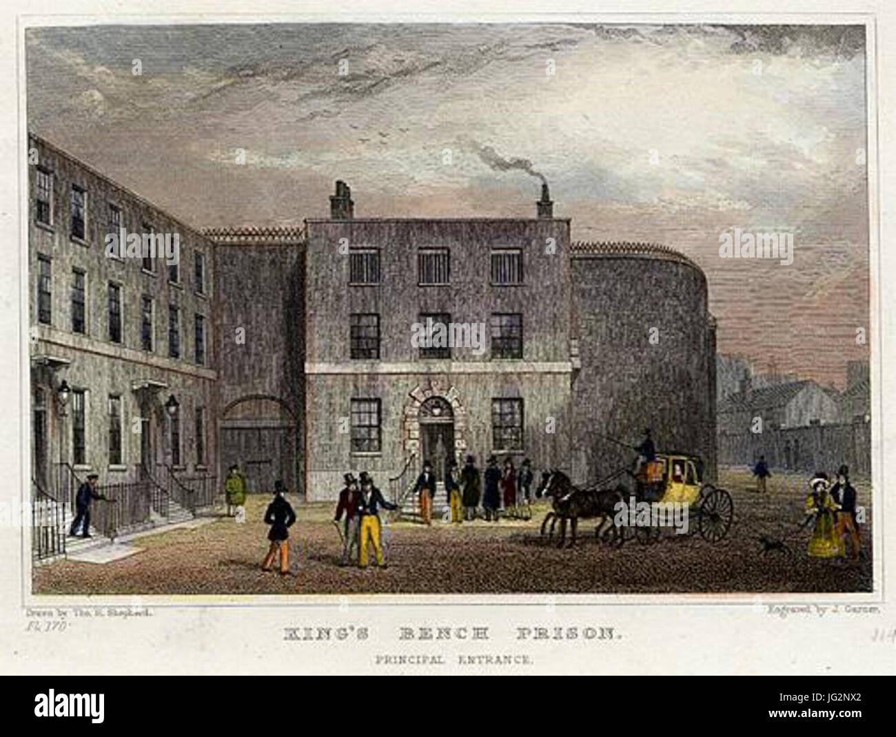 King s Bench Prison - Principal Entrance by Thomas Shepherd c.1828 ...