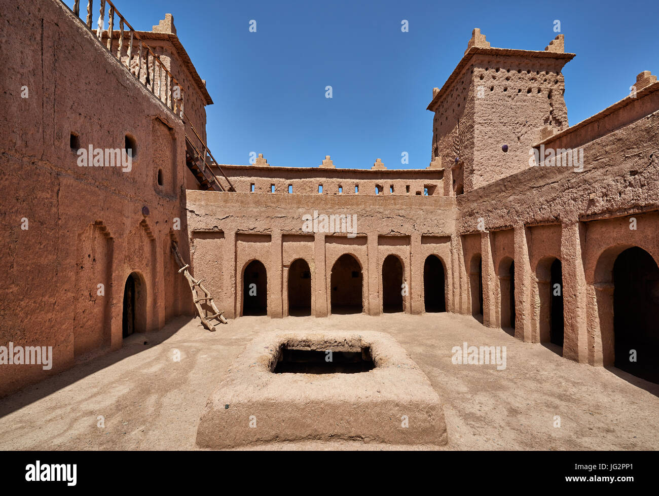 inner courtyard Kasbah Amridil near Skoura, Morocco, Africa Stock Photo ...