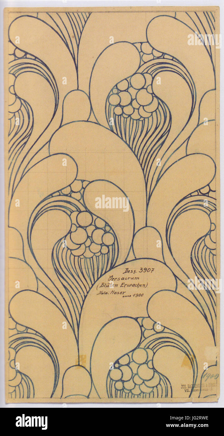 A painting by Kolo Moser titled 'Blätternwachen,' created in 1900. The ...