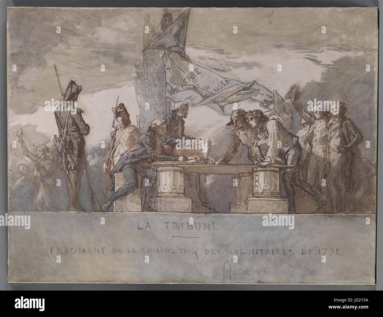 This historical study depicts the enrollment of volunteers in 1792, a ...