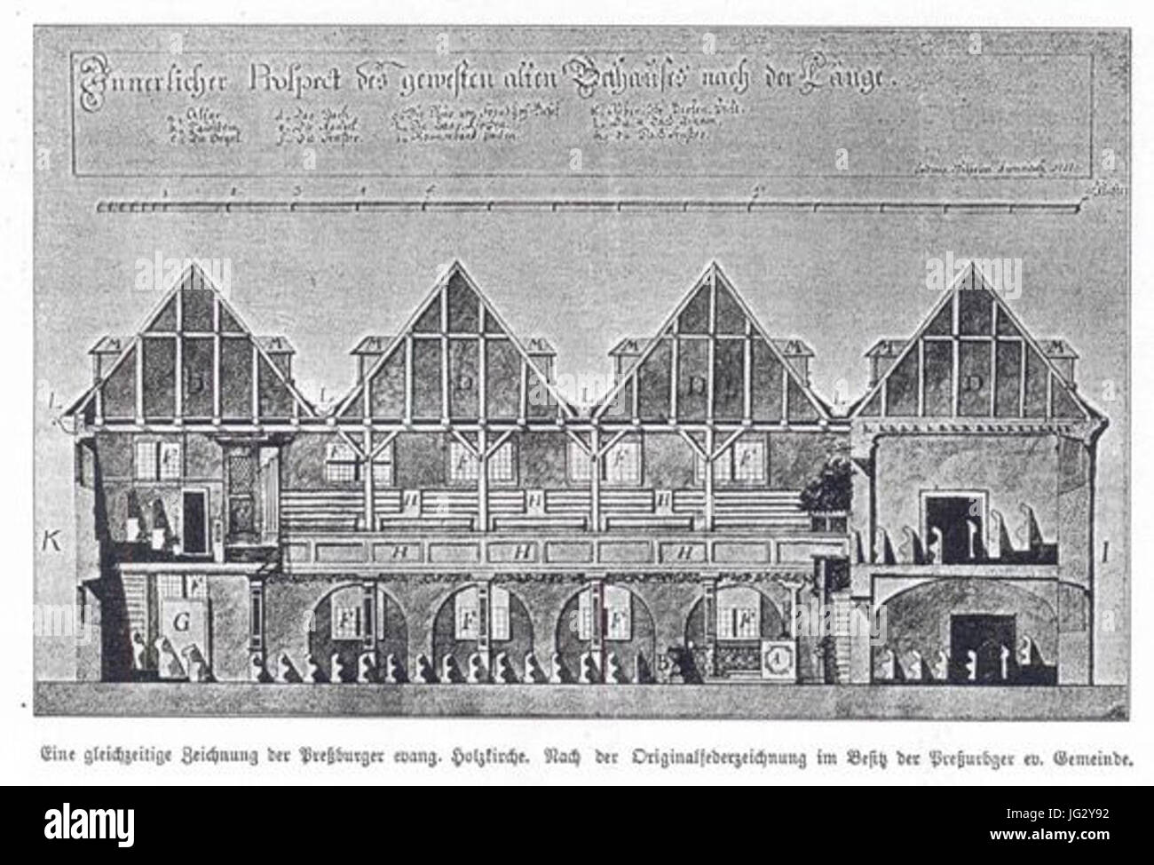 Längsschnitt der Artikular-Holzkirche zu Pressburg Stock Photo - Alamy