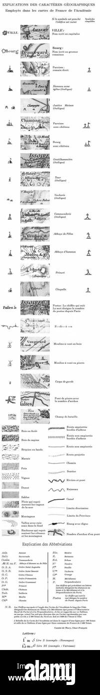 Légende des cartes de Cassini 18e siècle Stock Photo - Alamy