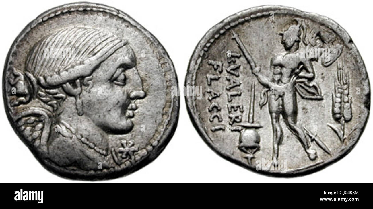 L. Valerius Flaccus 28cos. 100BC29 denarius Stock Photo - Alamy
