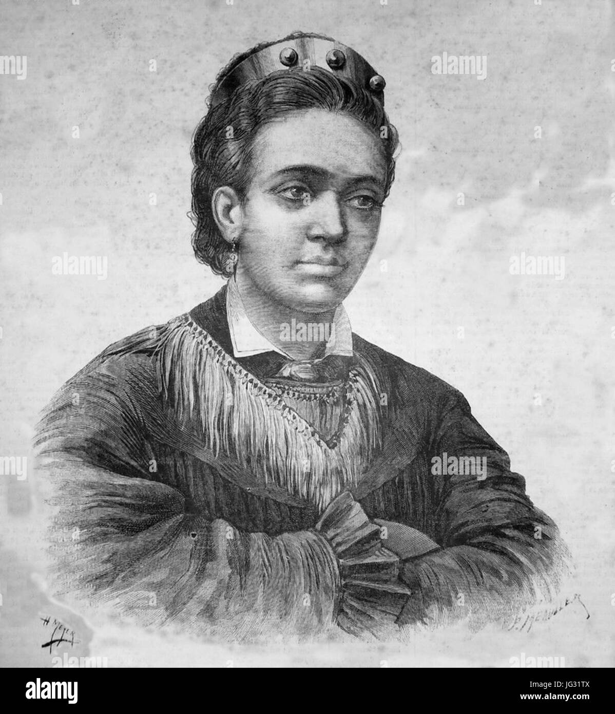 'La Reine de Tahiti' is a drawing by Henri Meyer, created in 1884. The ...