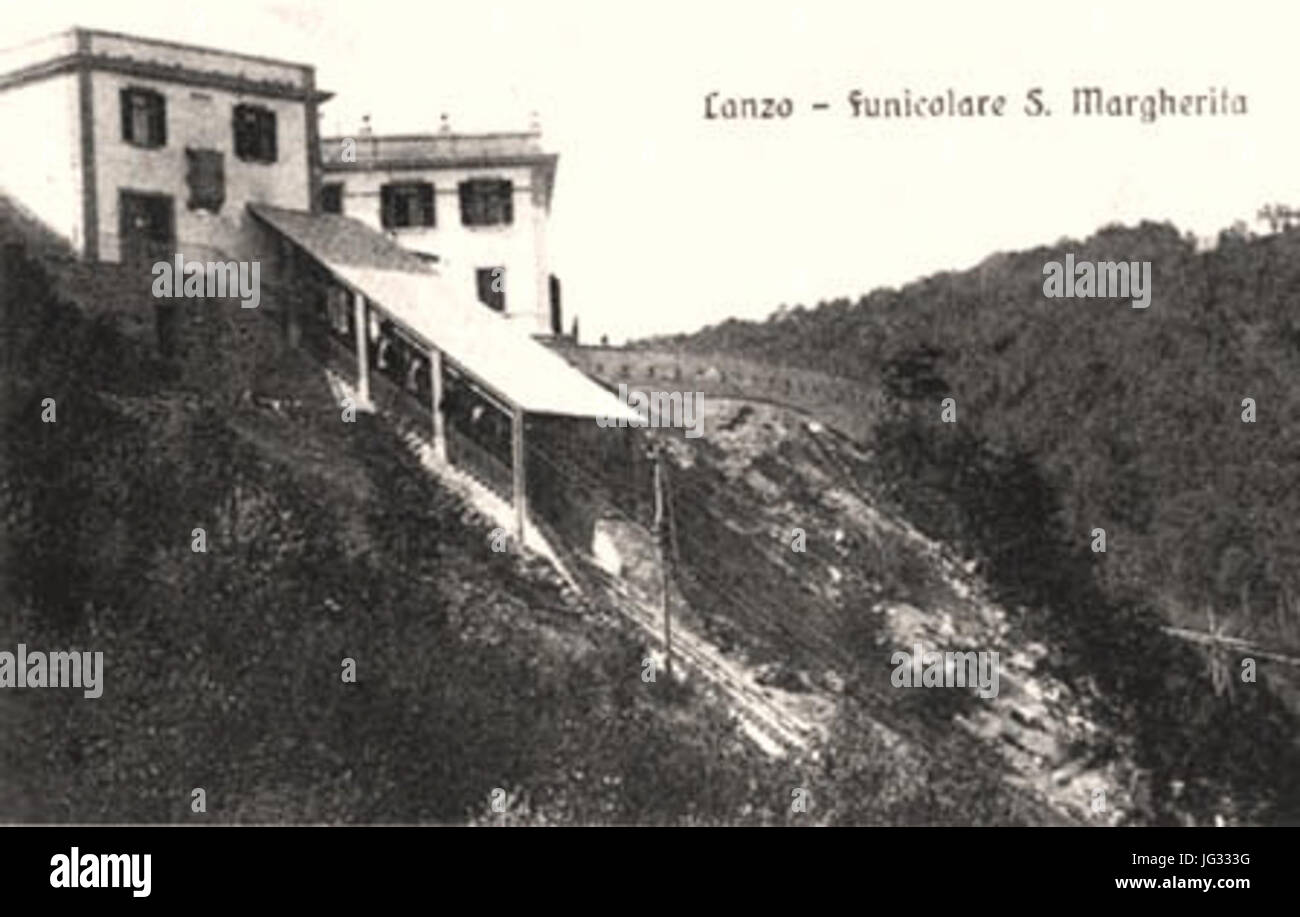 Lanzo d Intelvi funicular - postcard Stock Photo - Alamy