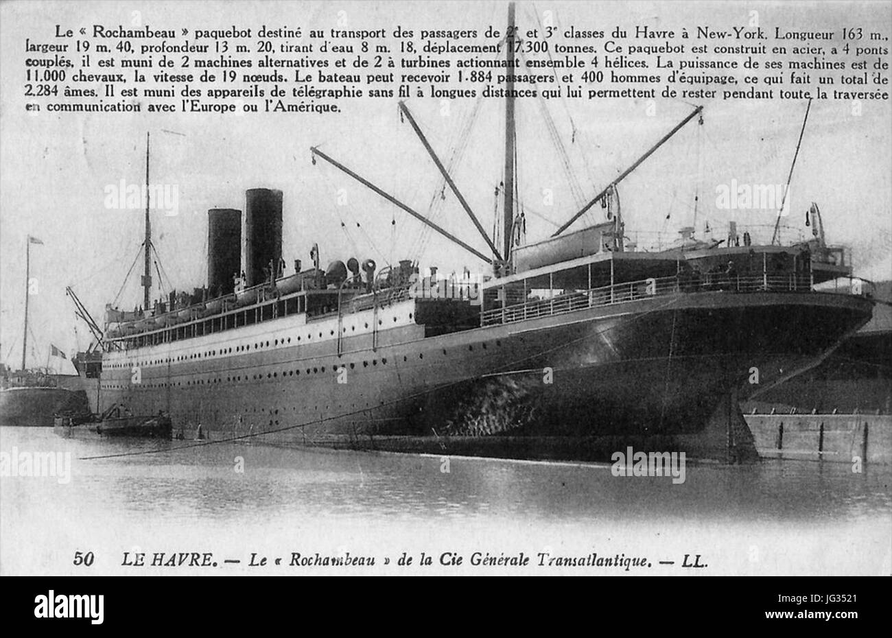 Le Rochambeau, Compagnie Générale Transatlantique, Le Havre Stock Photo ...