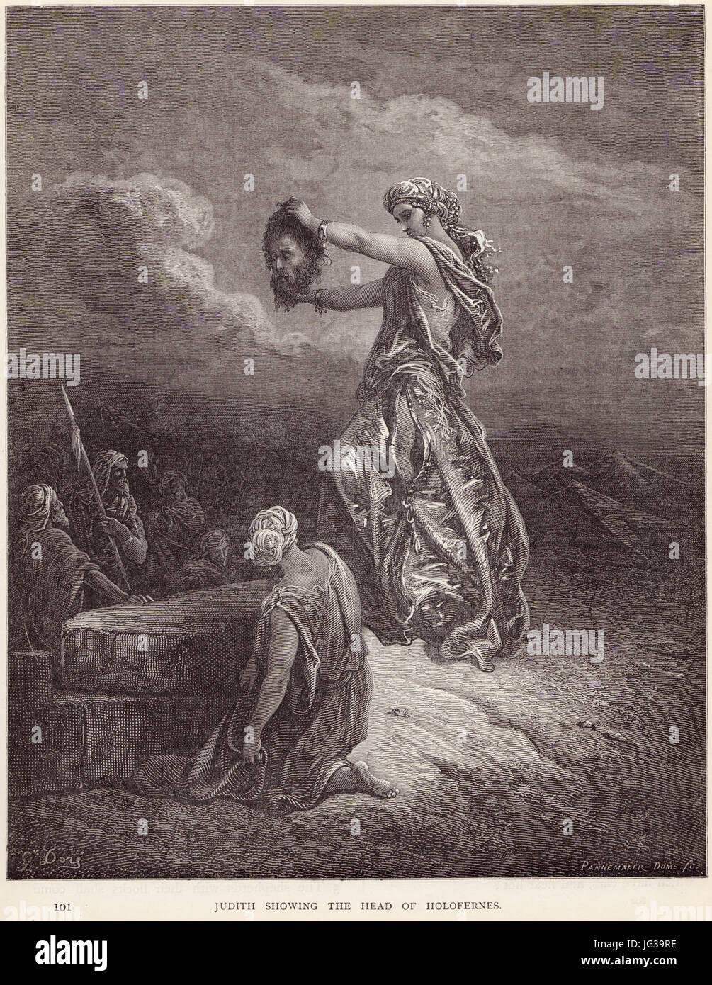 Gustave Doré - The Holy Bible - Judith XIV - Judith showing the head of ...
