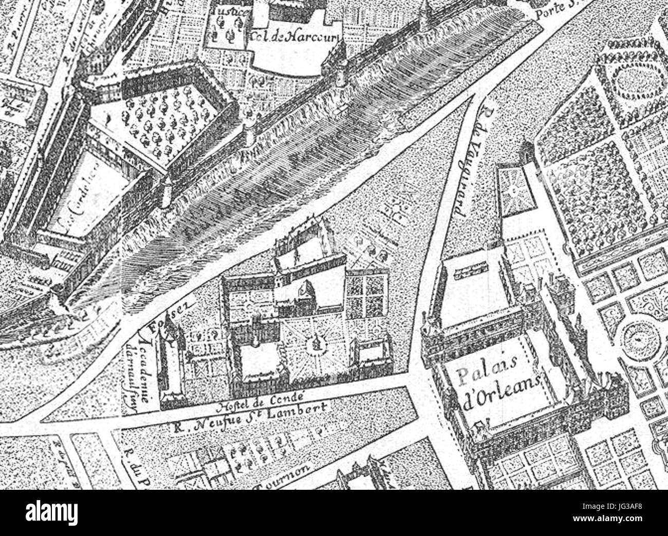 Hätel de Condé 1652 Gomboust map of Paris - Geographicus Stock Photo ...