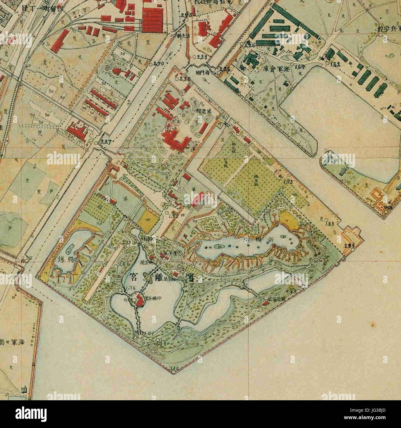 Hama rikyû map Stock Photo - Alamy