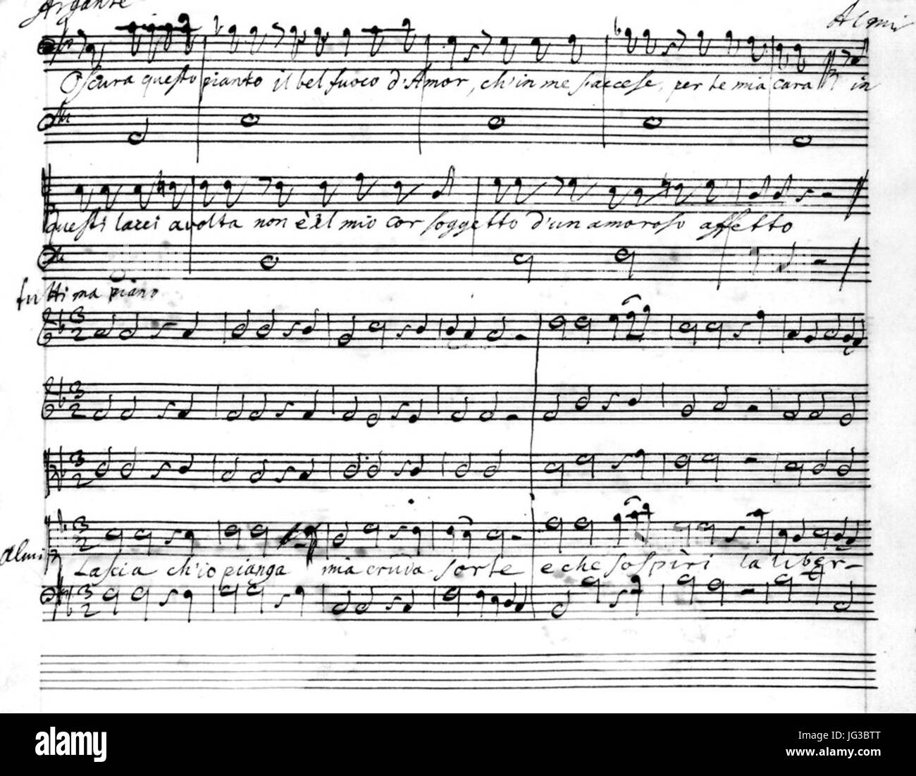 Handel, Lascia ch io pianga autograph score, 1711 Stock Photo - Alamy