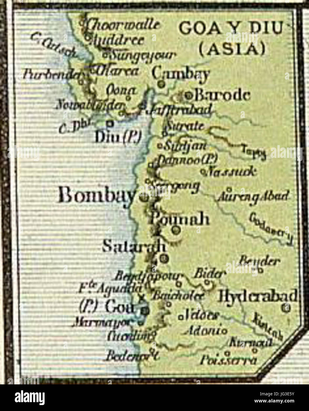 Old map of goa hi-res stock photography and images - Alamy