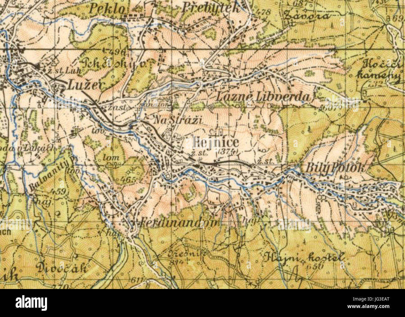 Hejnice, mapa III.vojenského mapování Stock Photo - Alamy