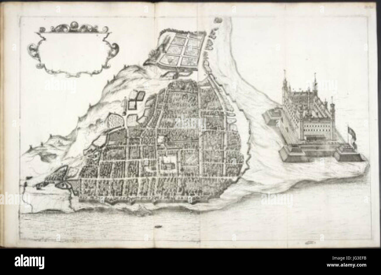 Helsingør map 1677 Stock Photo - Alamy