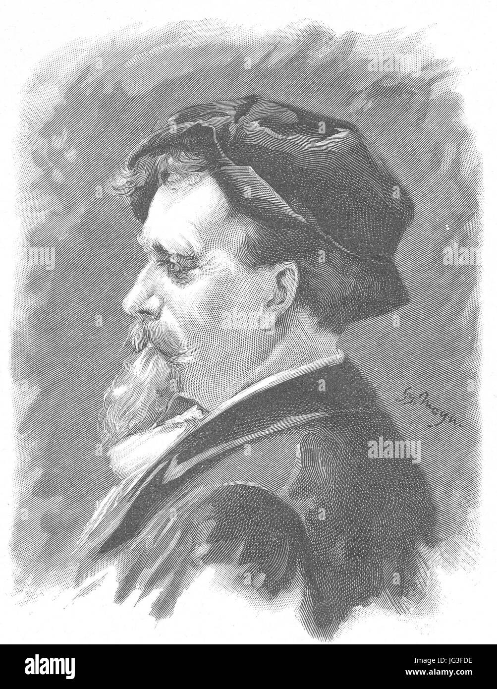 Hermann Hendrich - Nach dem Gemälde von Georg Meyn sw Stock Photo - Alamy