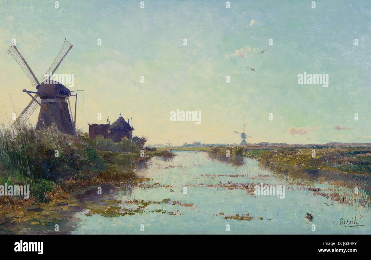 Hollands polderlandschap met een wetering, een Zuid-Hollandse ...