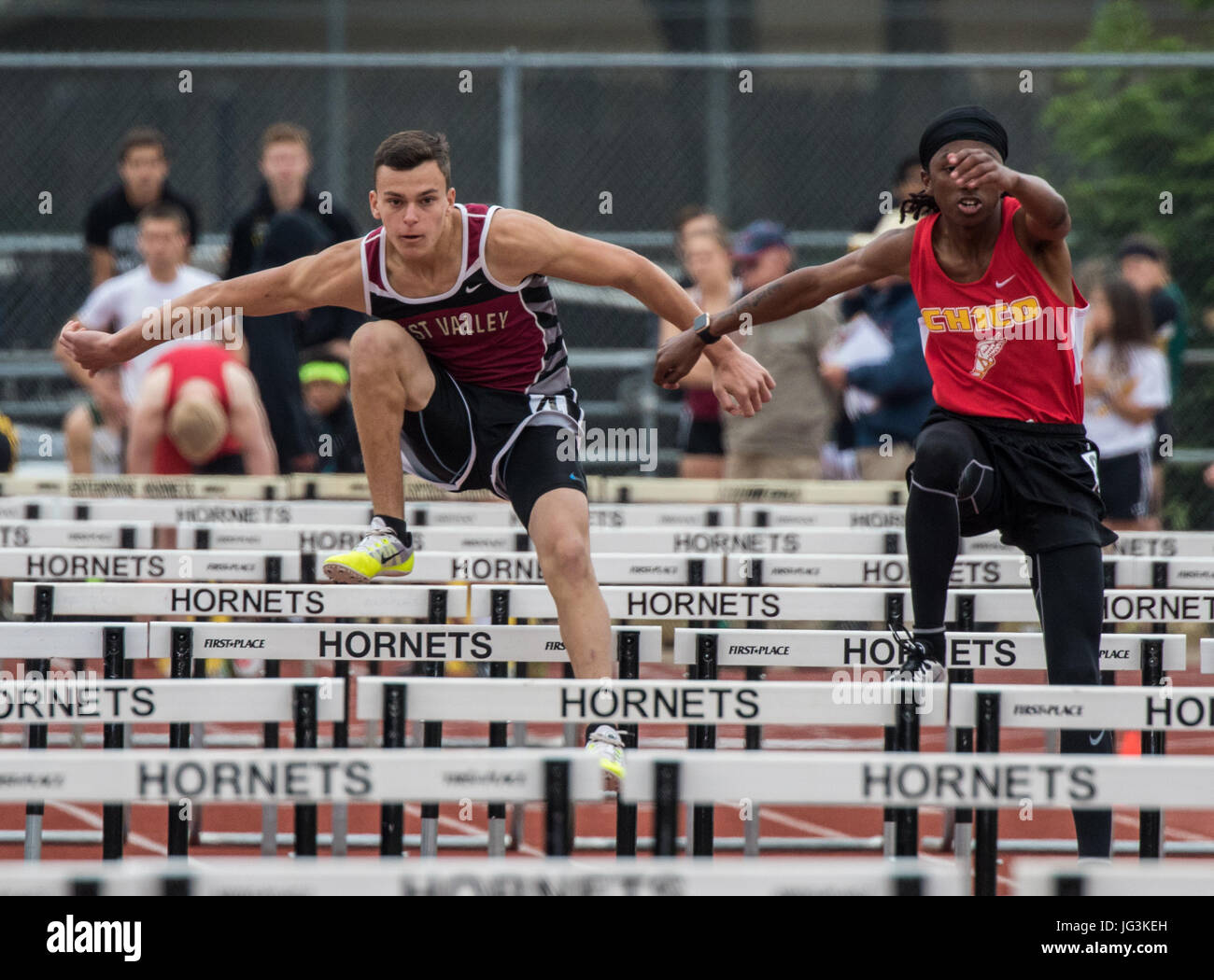 Track and field action at the Hornet Invite in Redding, California ...