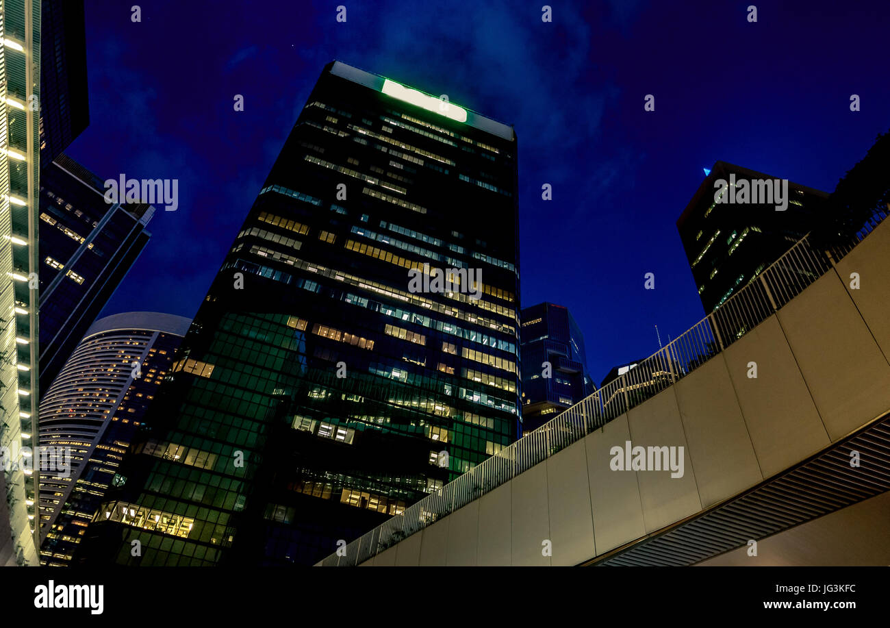 Commercial buildings at night in Hong Kong Stock Photo - Alamy