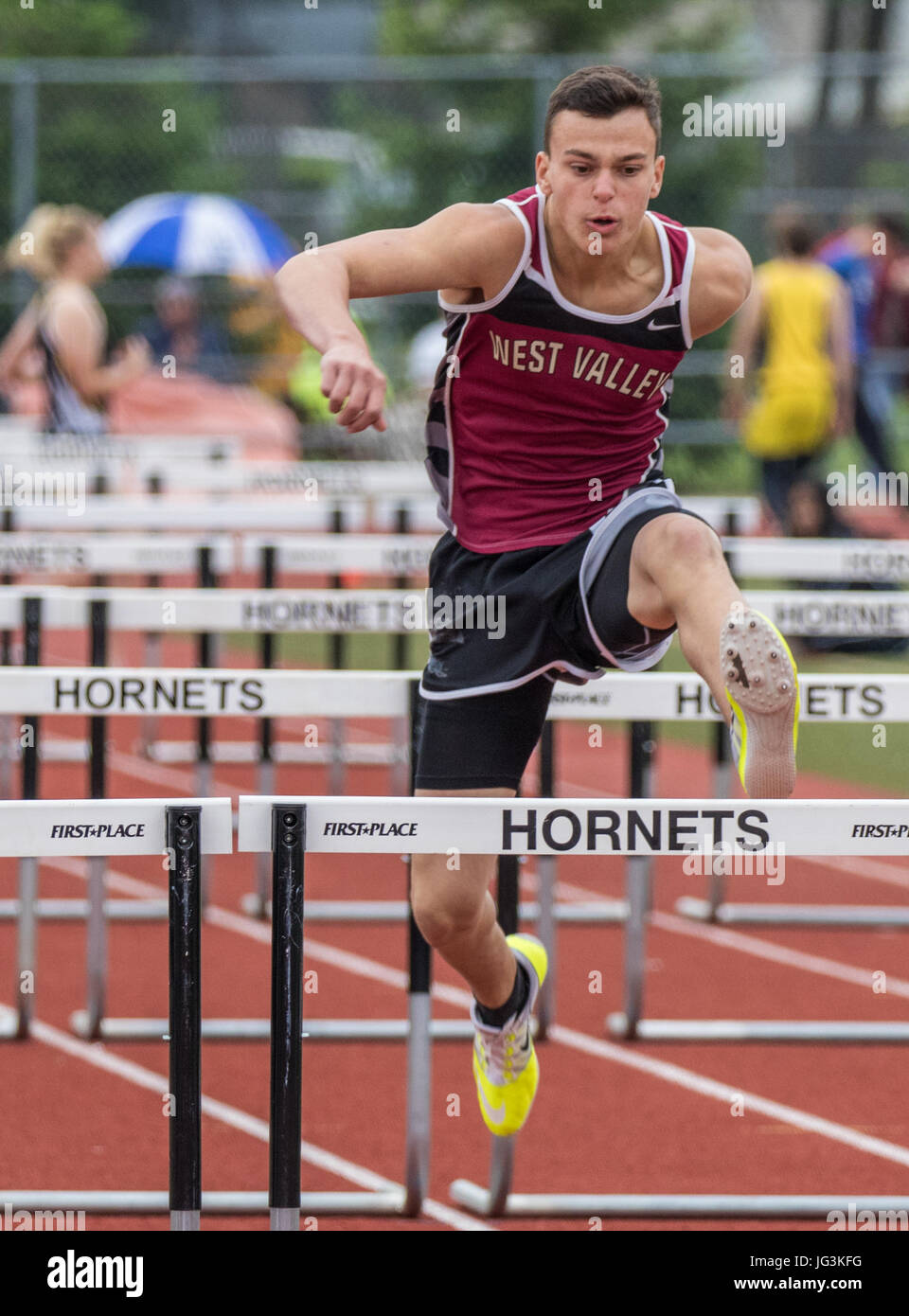 Track and field action at the Hornet Invite in Redding, California ...