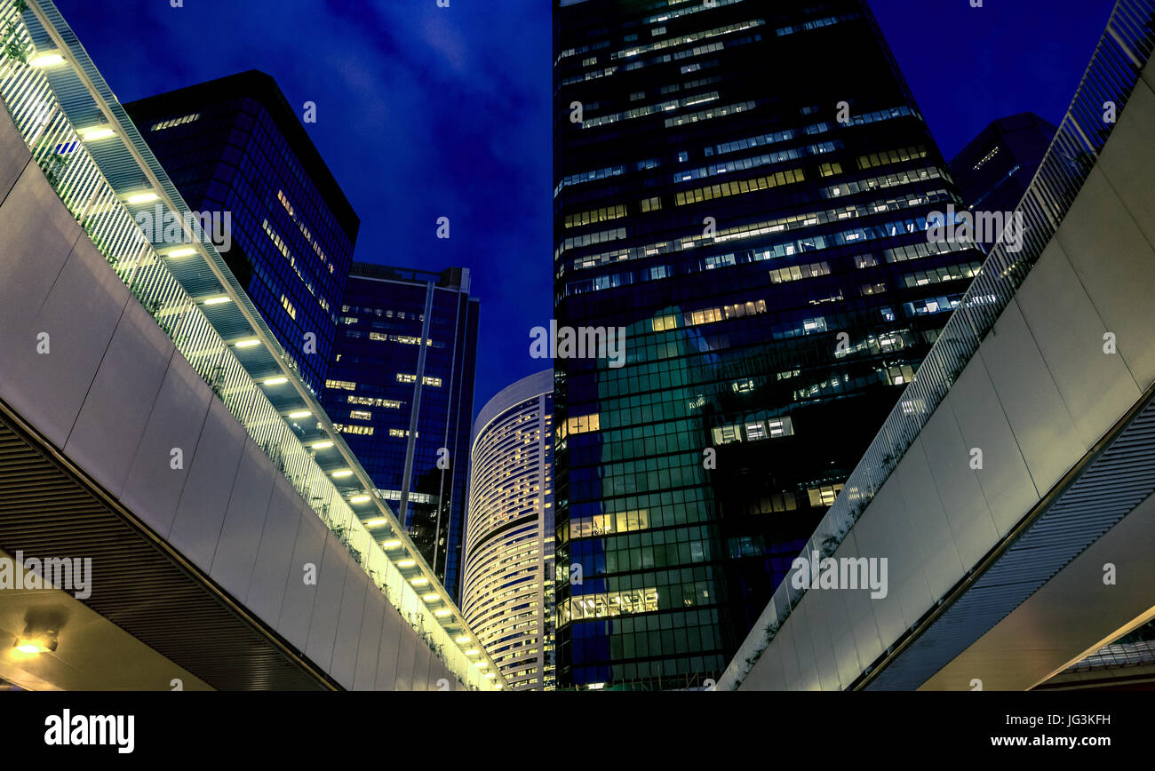 Commercial buildings at night in Hong Kong Stock Photo - Alamy