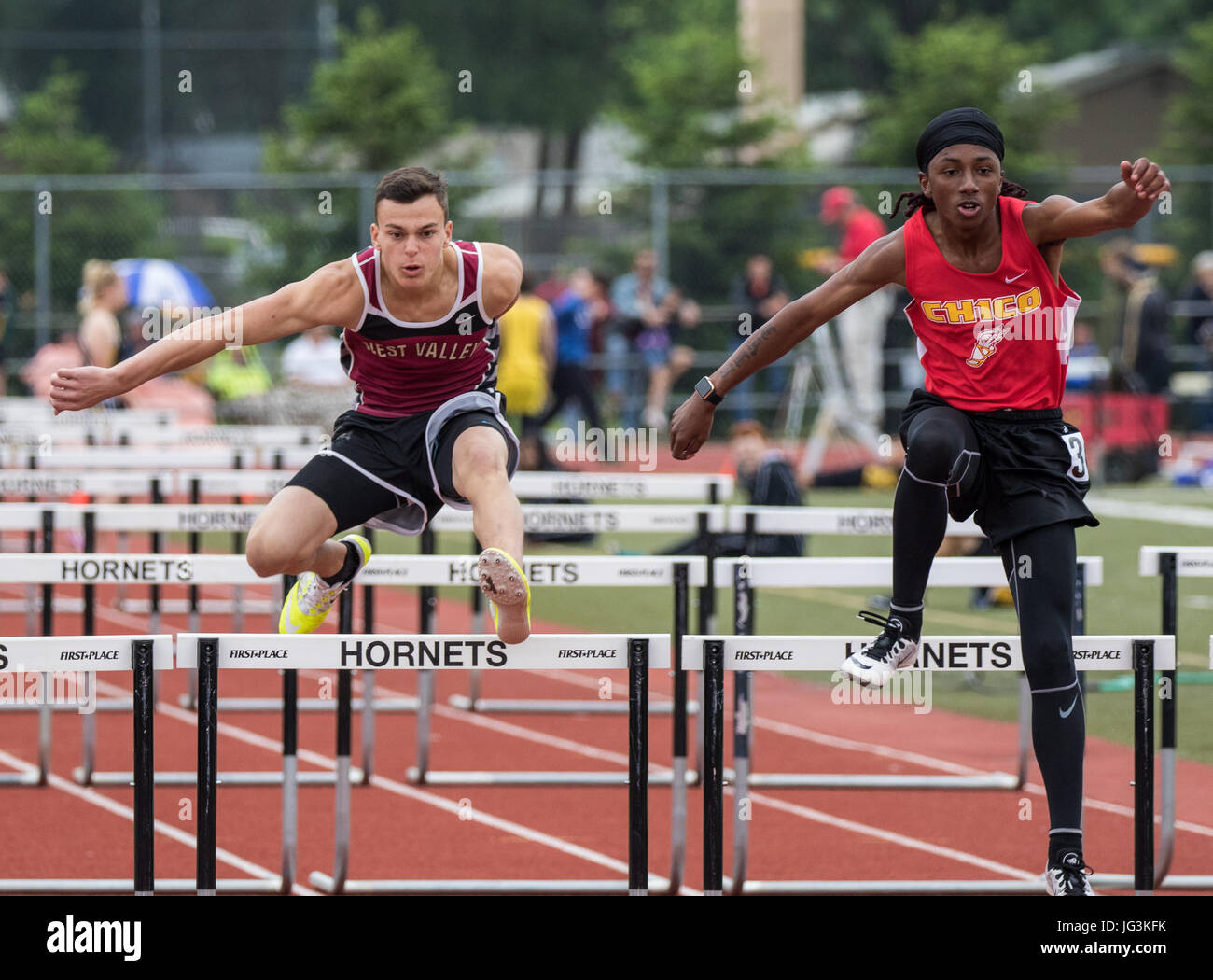 Track and field action at the Hornet Invite in Redding, California ...