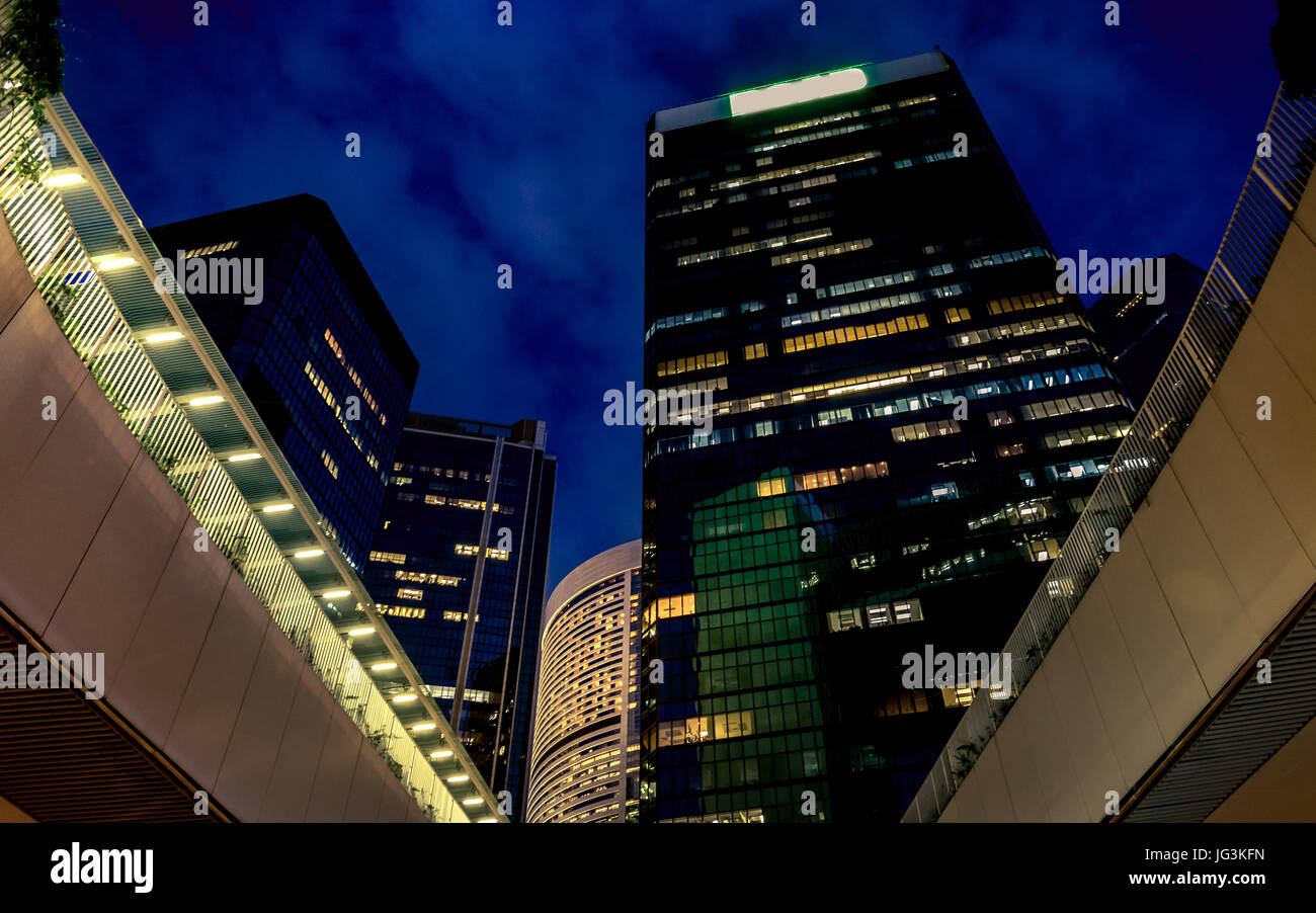 Commercial buildings at night in Hong Kong Stock Photo - Alamy