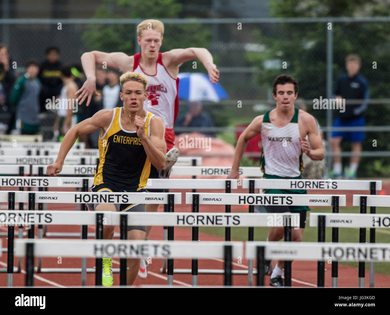 Track and field action at the Hornet Invite in Redding, California ...