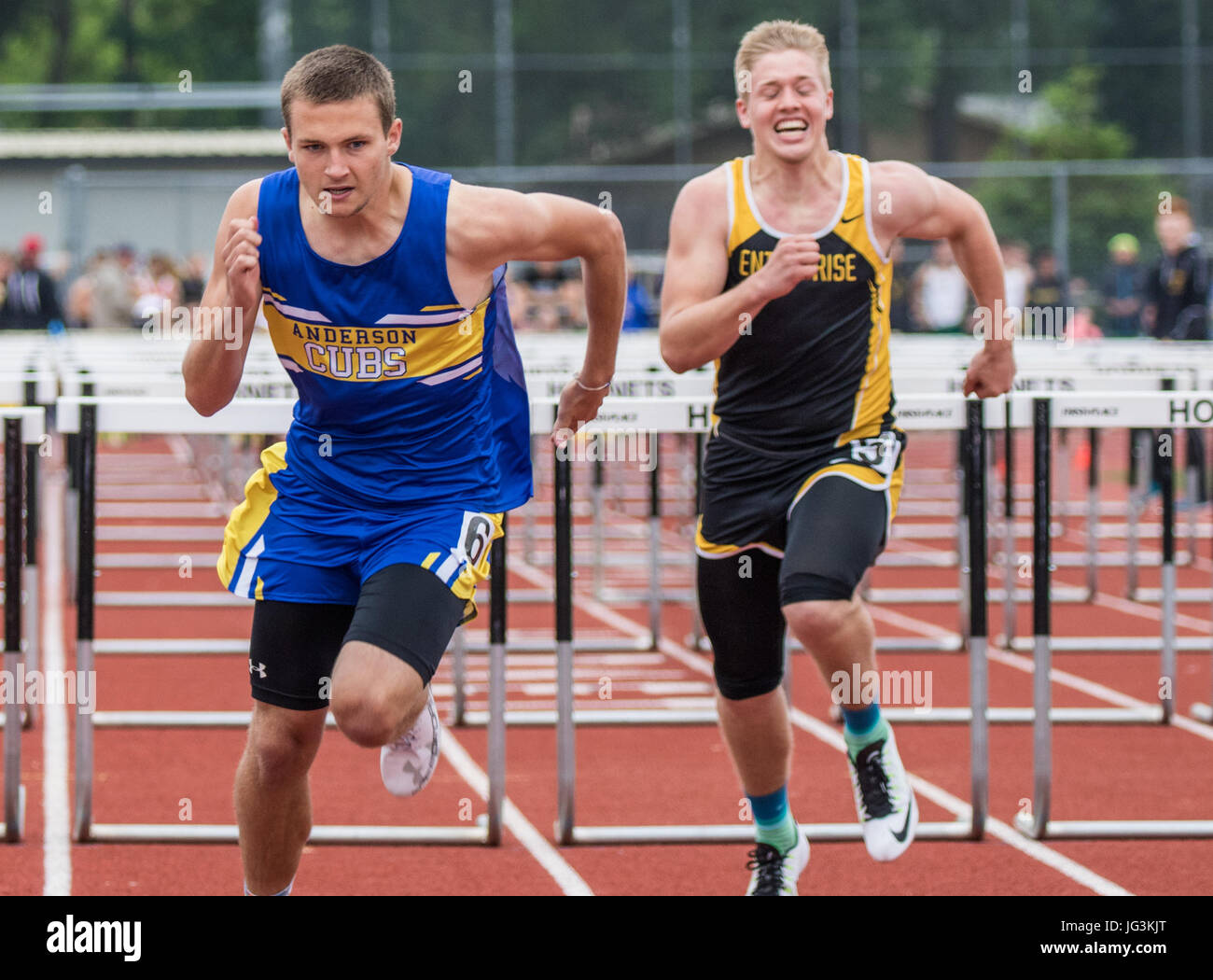 Track and field action at the Hornet Invite in Redding, California ...