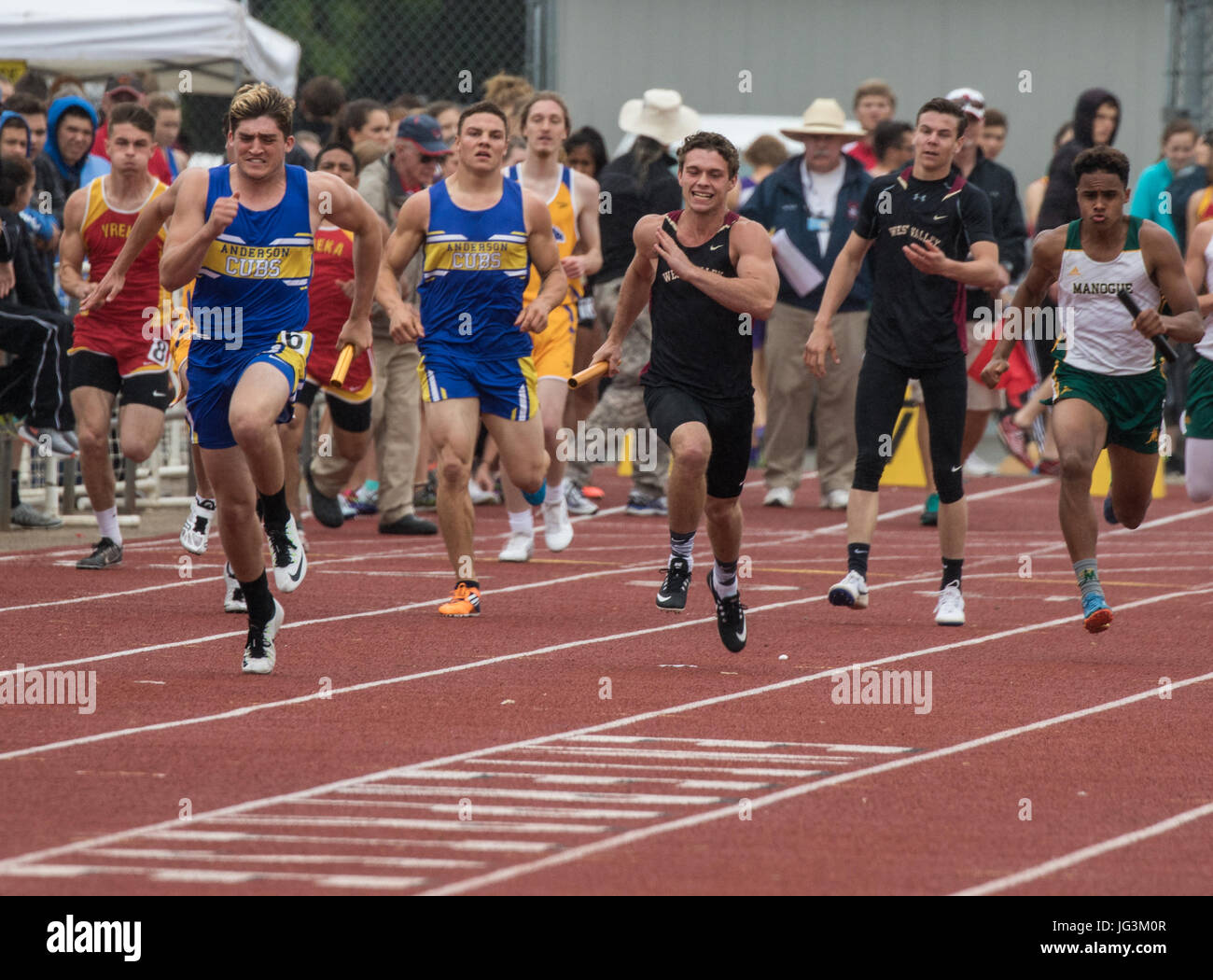 Track and field action at the Hornet Invite in Redding, California ...
