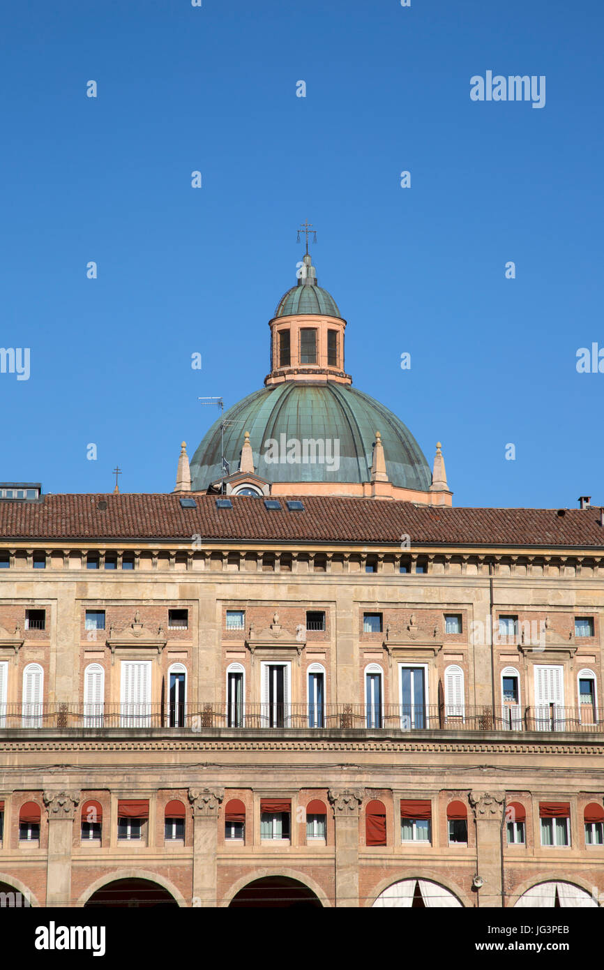 Piazza Maggiore - Main Square with Santa Maria Church Dome, Bologna ...