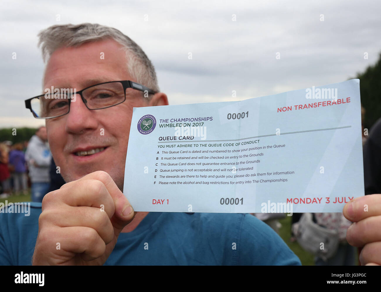 Desmond Robson who is first in the queue holding a Queue Card at ...
