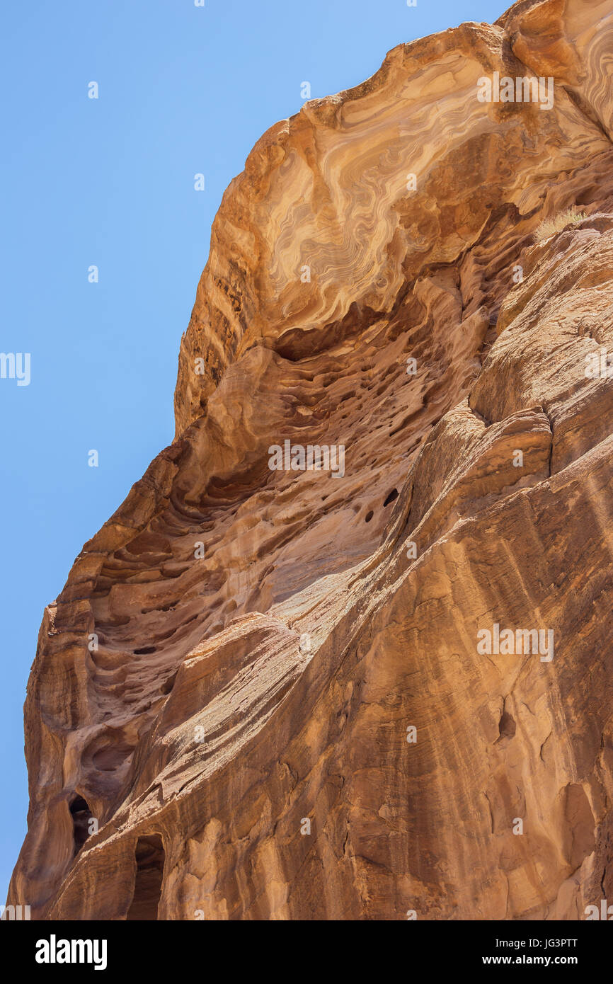 Wind carved rocks in the upper part of the Siq on the trail to Petra ...