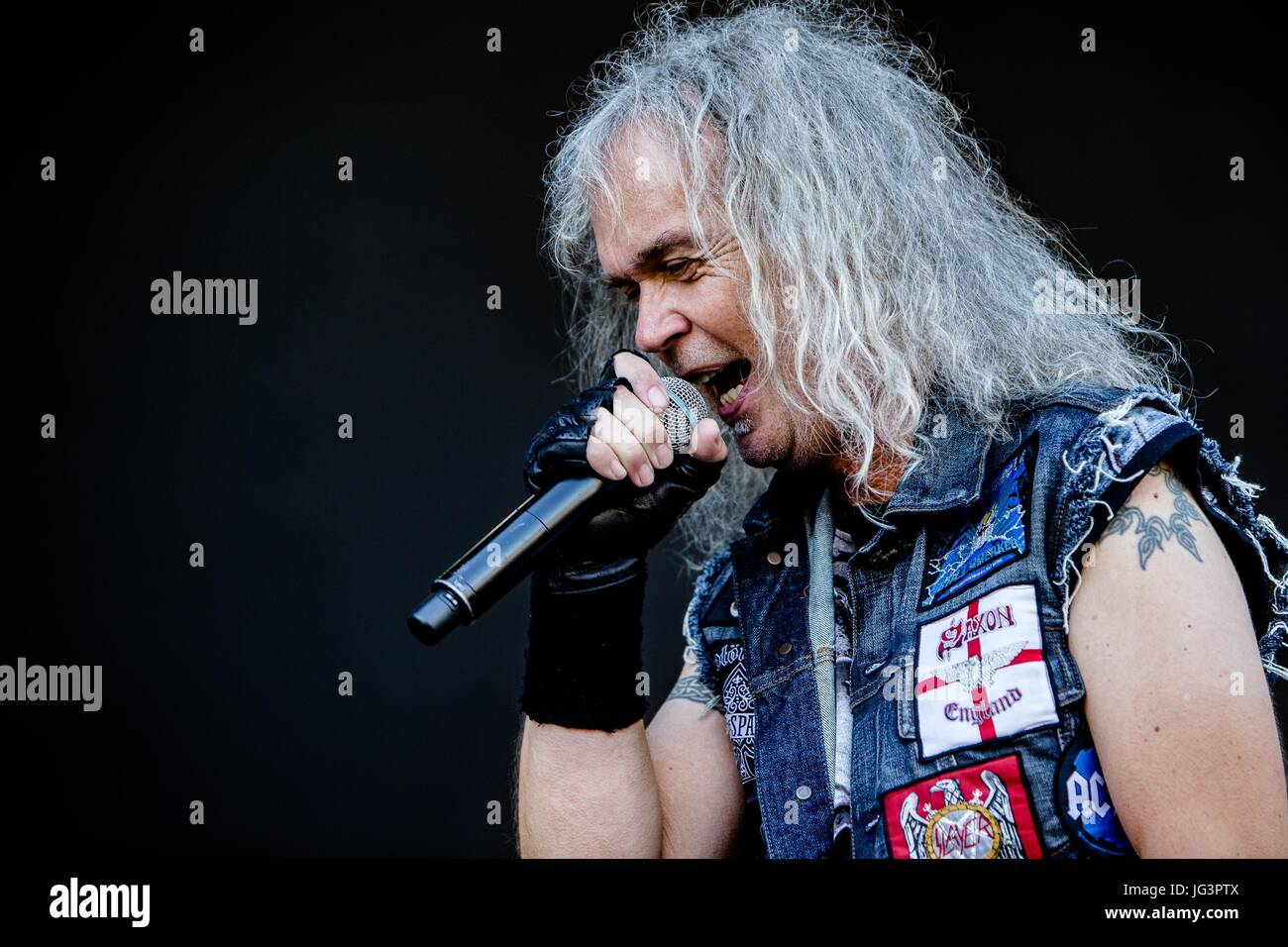 Milano, Italy. 02nd July, 2017. Heavy metal band rave Digger performs ...