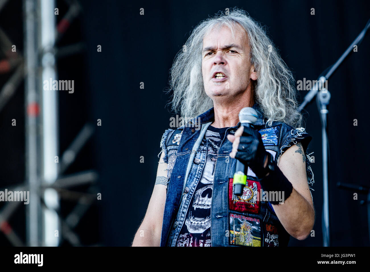 Milano, Italy. 02nd July, 2017. Heavy metal band rave Digger performs ...