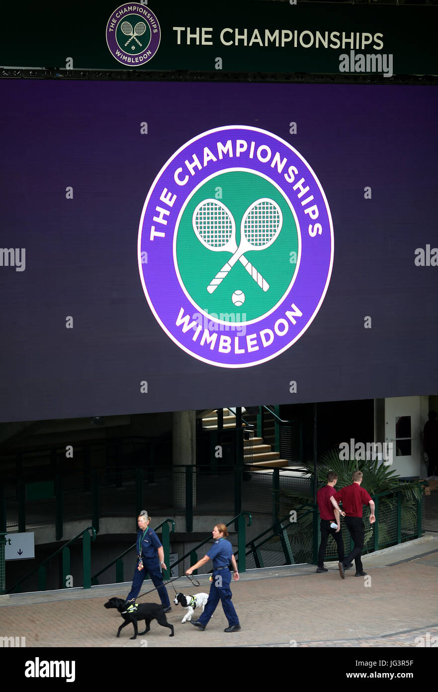 Sniffer dogs patrol the grounds on day one of the Wimbledon ...